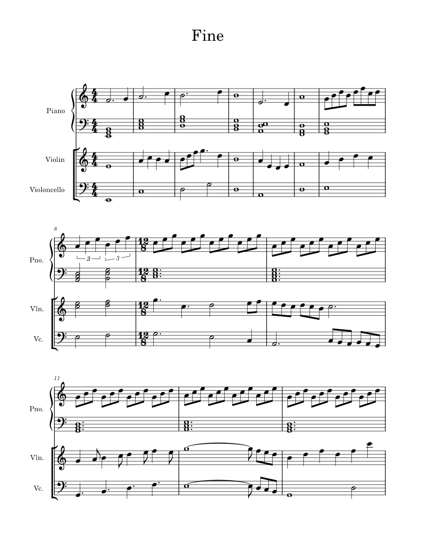 Fine Sheet music for Piano, Violin, Cello (Mixed Ensemble) | Musescore.com
