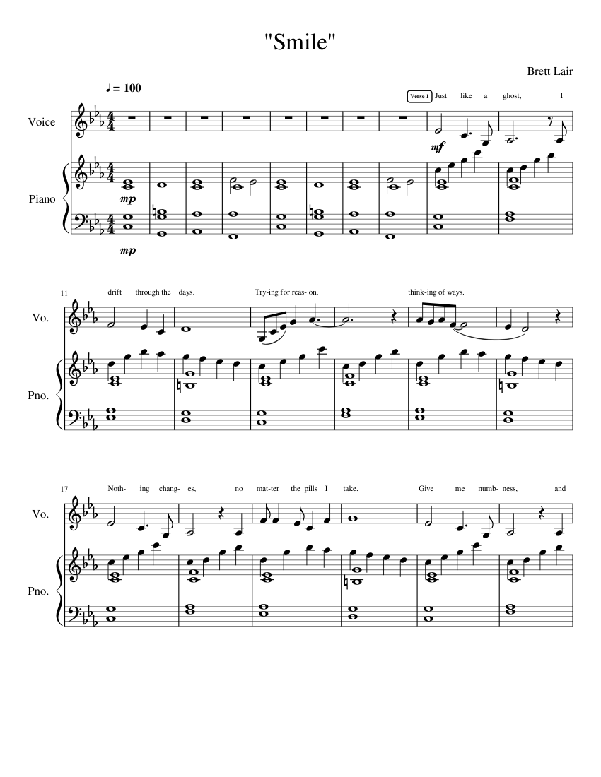 Smile Sheet music for Piano, Vocals (Solo) | Musescore.com