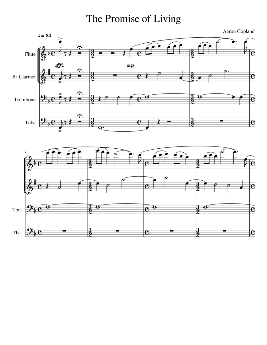 The Promise of Living Sheet Music for Trombone, Tuba, Flute, Clarinet ...