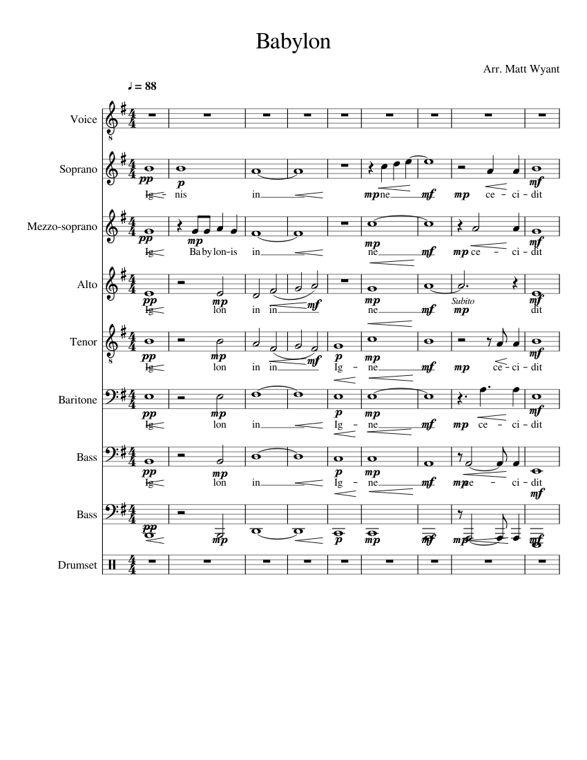 Babylon Sheet music for Soprano, Alto, Tenor, Bass voice & more ...