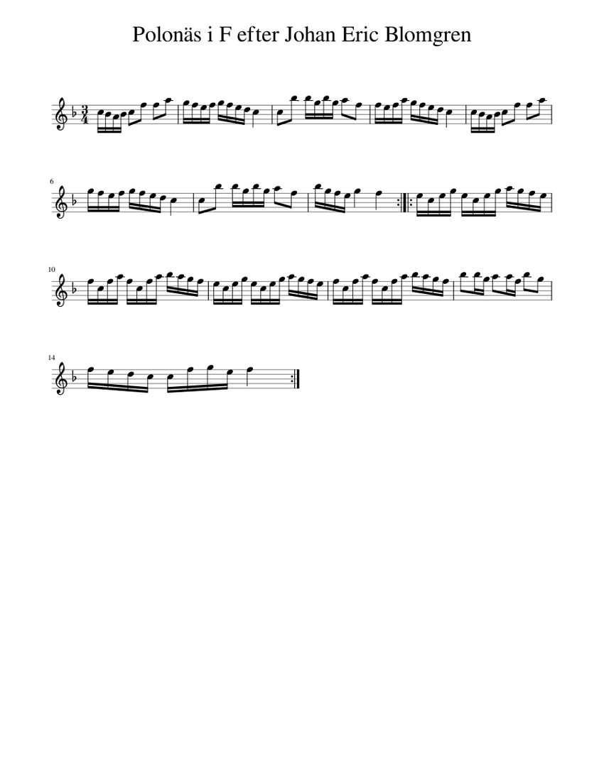 Polonäs i F efter Johan Eric Blomgren Sheet music for Piano (Solo) Easy | Musescore.com