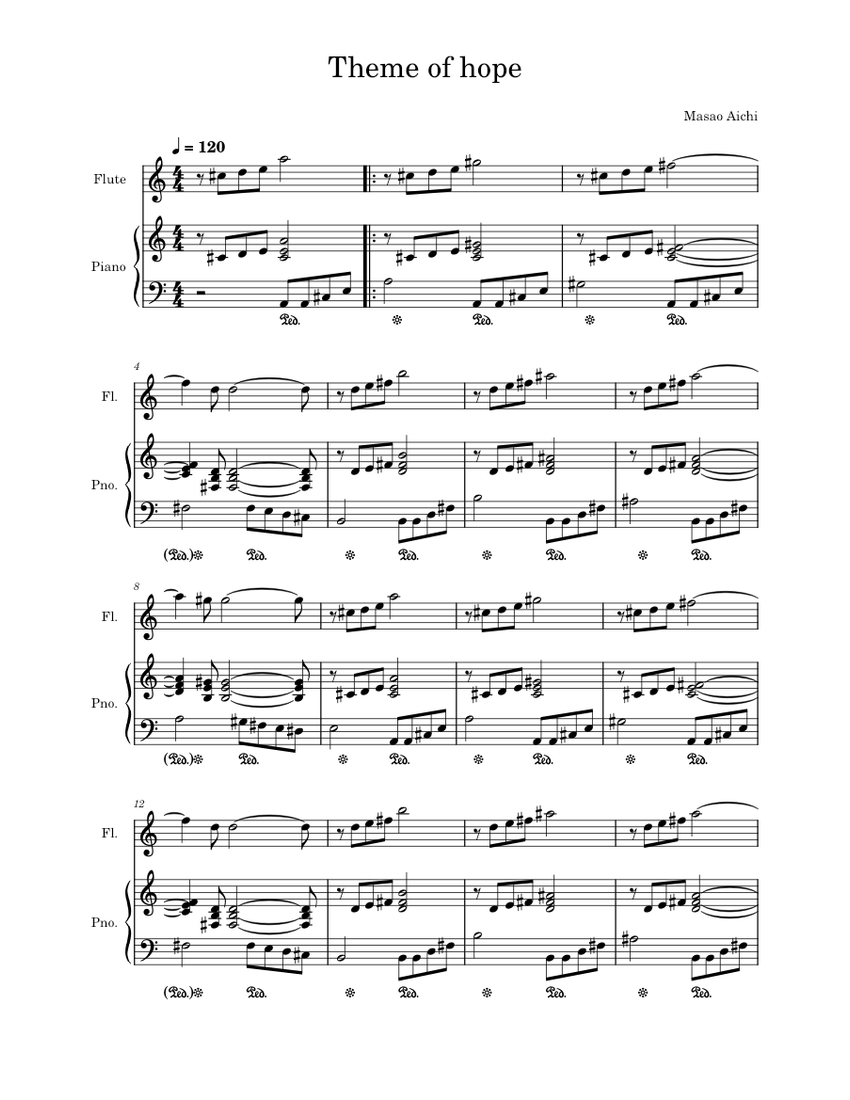 Theme of hope Sheet music for Piano, Flute (Solo) | Musescore.com