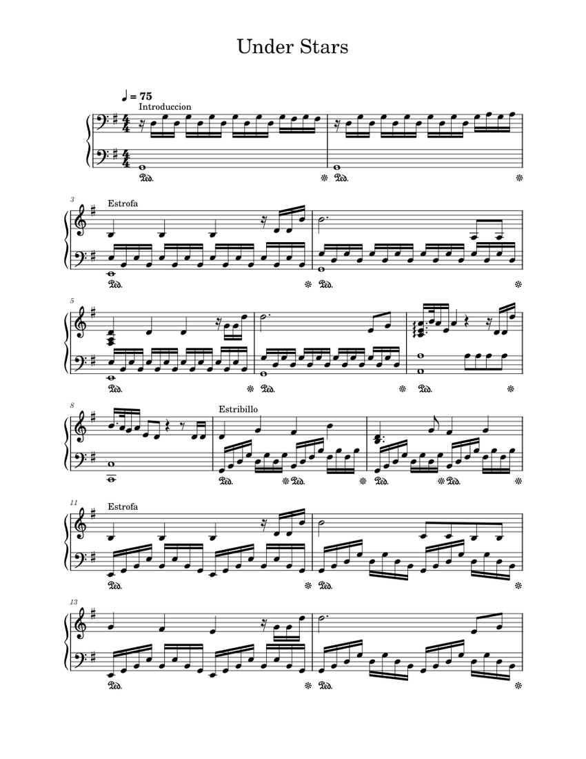 Under Stars – AURORA Under Stars Sheet music for Piano (Solo ...