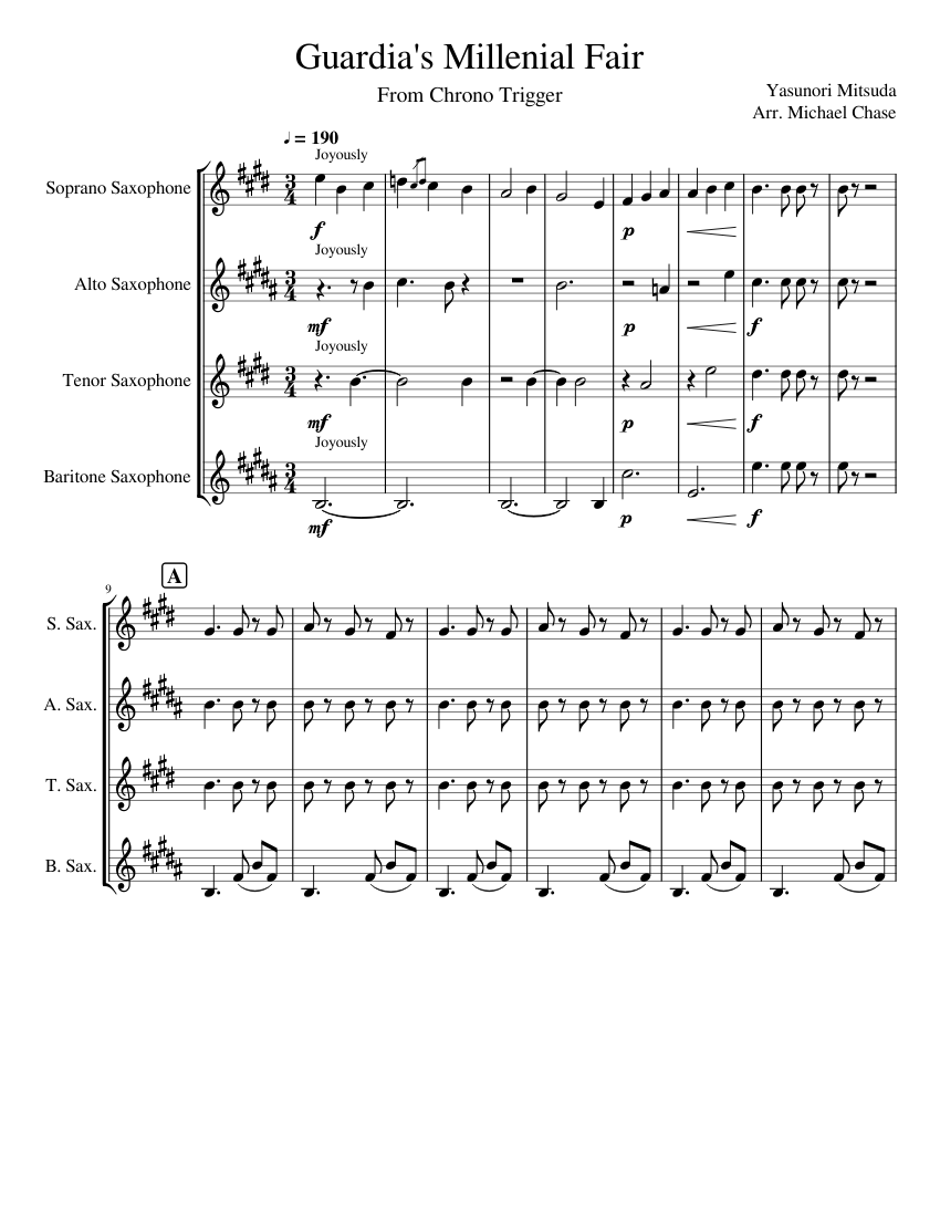 Guardia's Millennial Fair - Chrono Trigger Sheet music for Saxophone ...