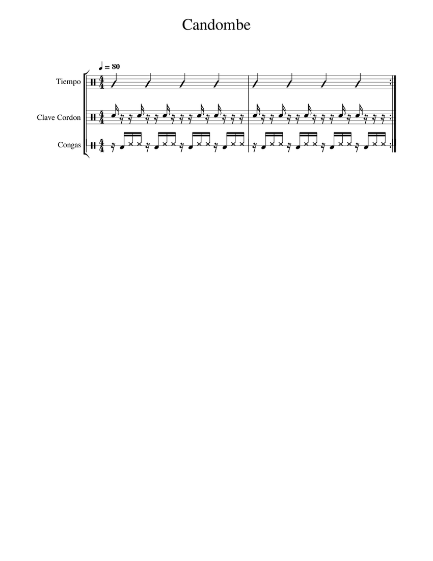 Candombe Sheet music for Snare drum, Tenor drum, Conga (Percussion Trio ...