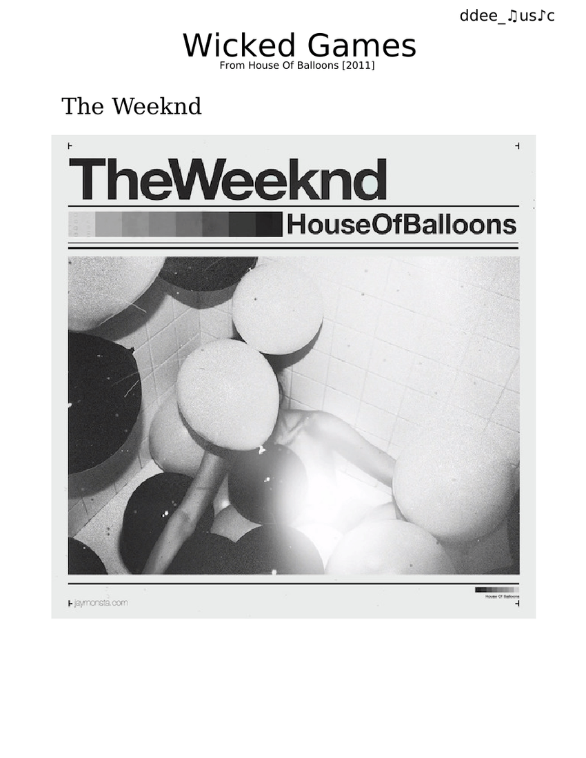 The Weeknd - Wicked Games Sheet Music for Piano, Female, Male, Guitar ...