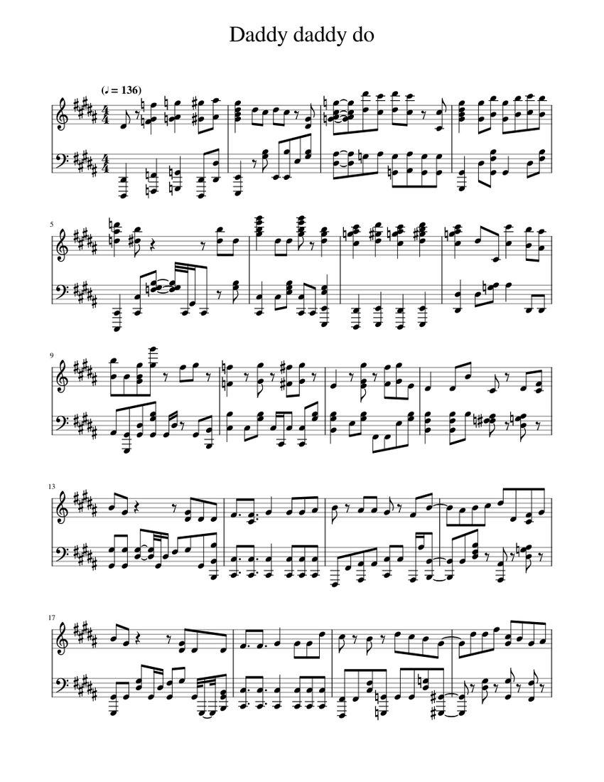 Daddy daddy do Sheet Music for Piano (Solo) | MuseScore.com