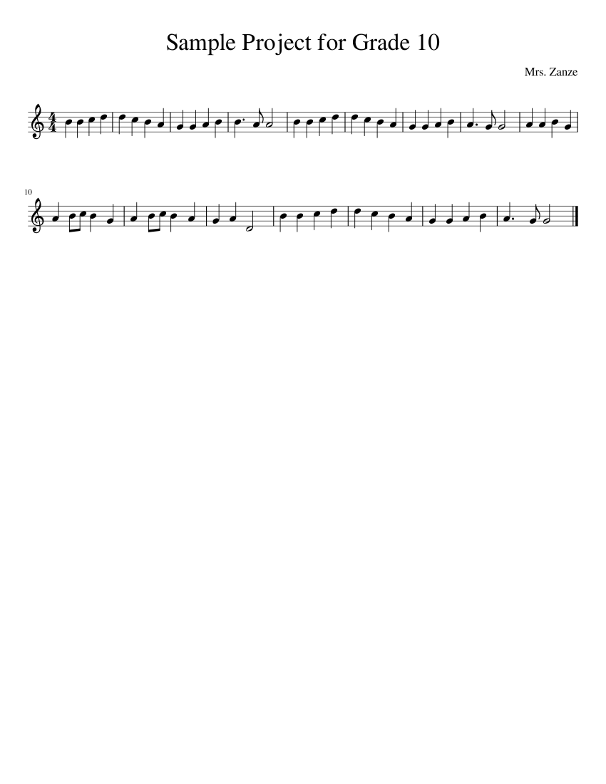 Sample Project for Grade 10 Sheet music for Piano (Solo) Easy ...