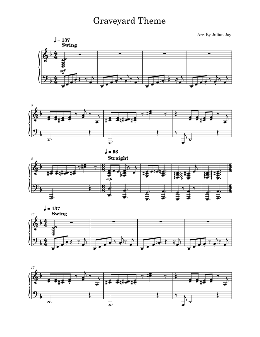 Graveyard Theme – Vince Guaraldi Sheet music for Piano (Solo) Easy ...