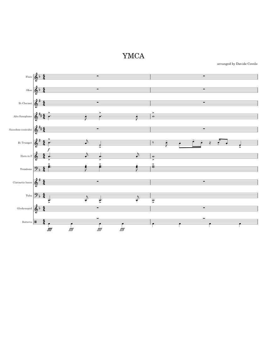 YMCA Sheet music for Trombone, Tuba, Flute, Oboe & more instruments ...