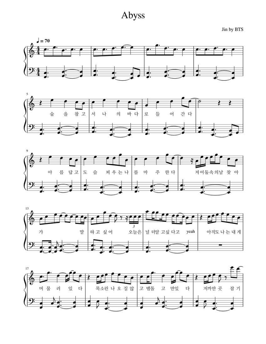 Abyss Sheet Music for Piano (Solo) Easy | MuseScore.com