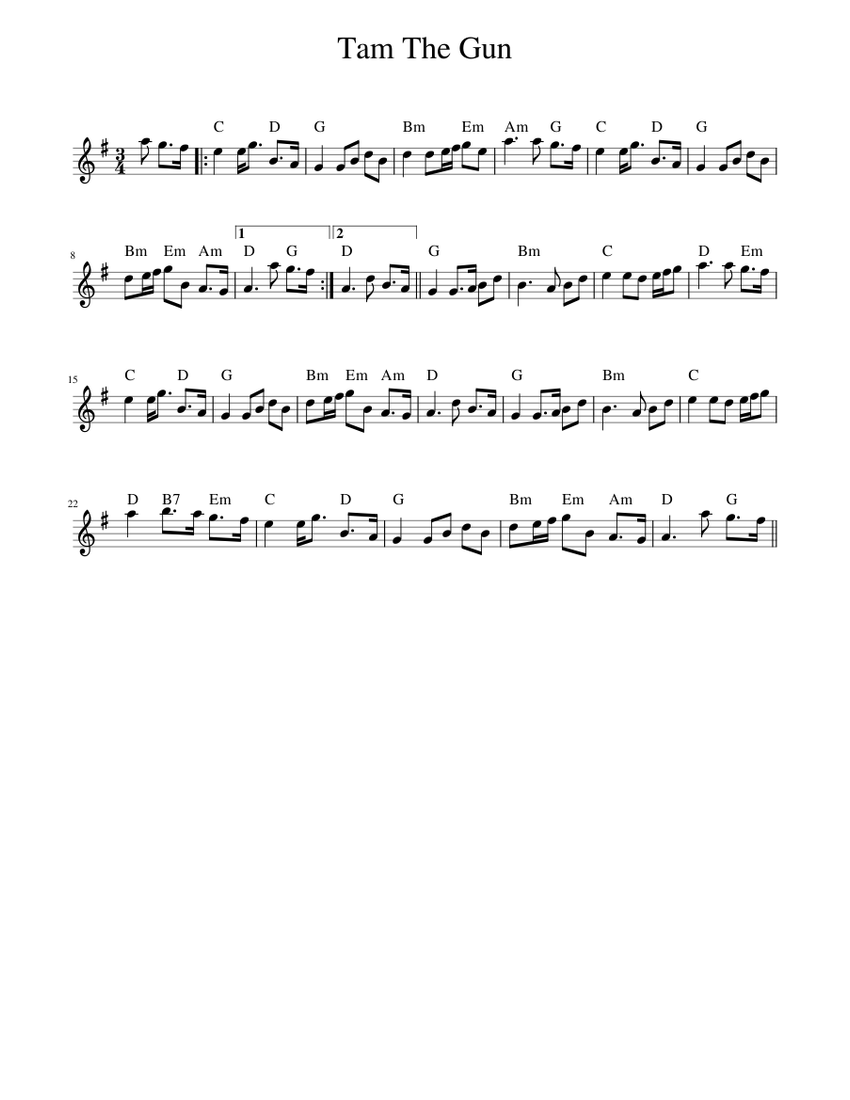 Tam The Gun Sheet music for Piano (Solo) Easy | Musescore.com