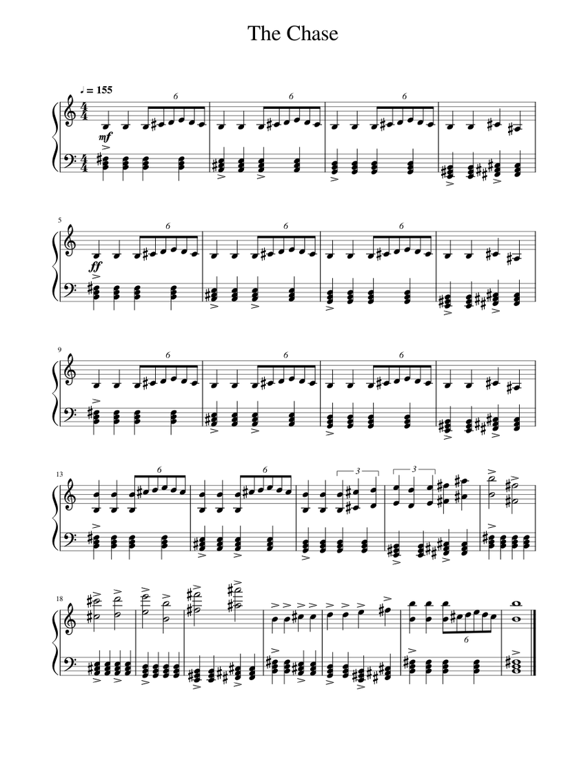 The Chase Theme Tune Sheet Music for Piano (Solo) easy | MuseScore.com