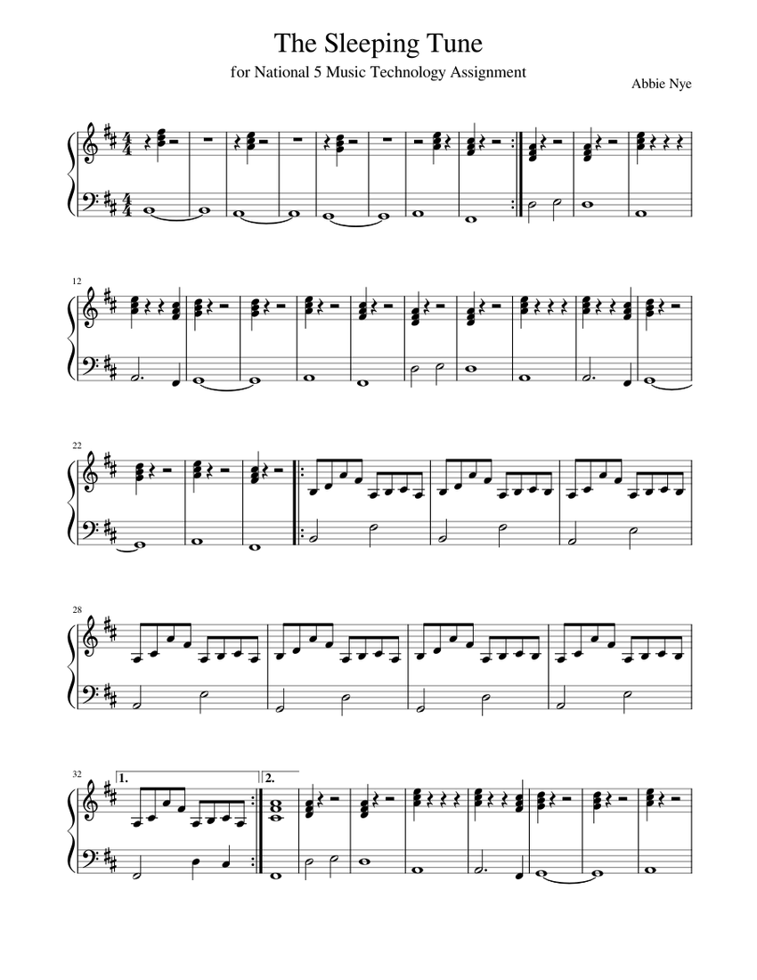 The_Sleeping_Tune Sheet music for Piano (Solo) | Musescore.com