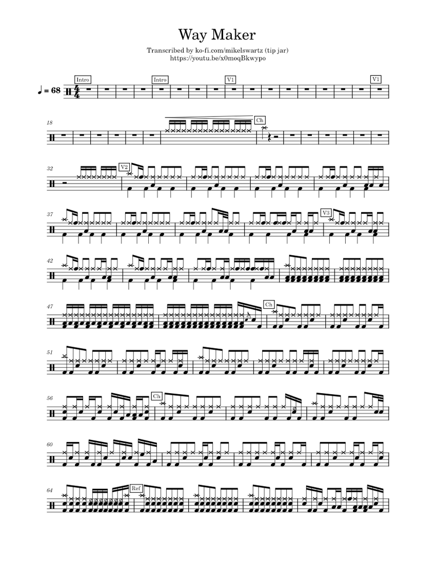 Way Maker – Leeland Sheet music for Drum group (Solo) | Musescore.com