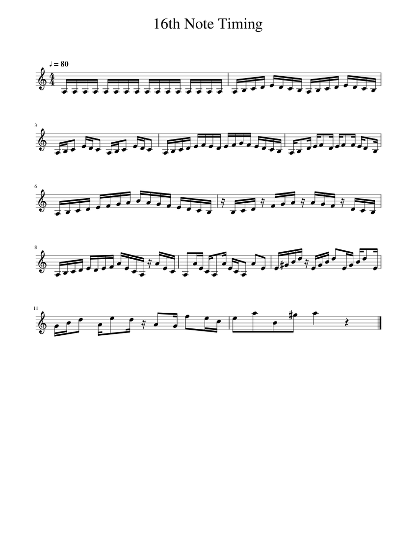 16th Note Timing Sheet music for Marimba (Solo) | Musescore.com