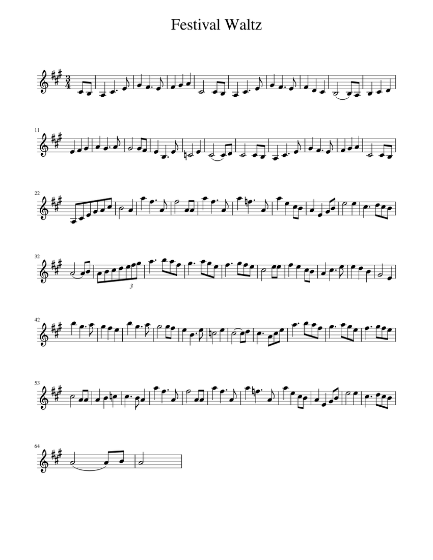 Festival Waltz Sheet Music for Piano (Solo) easy | MuseScore.com