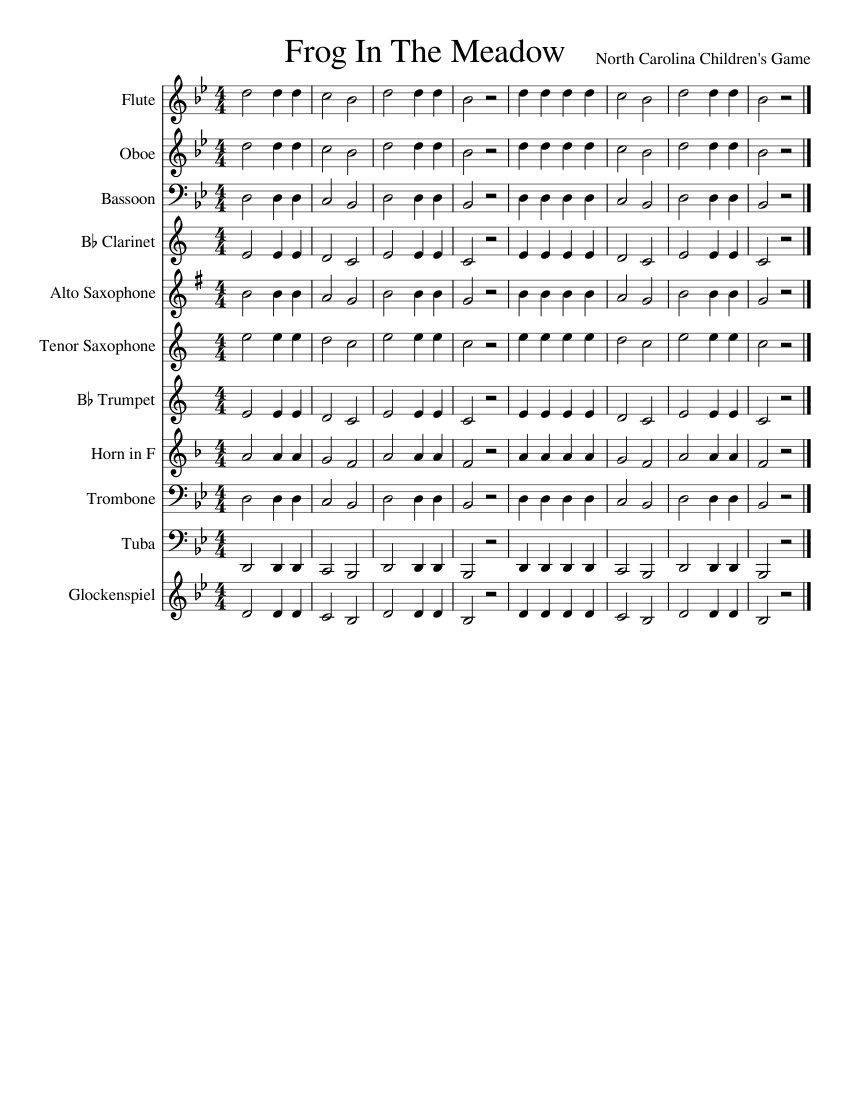 Frog In The Meadow Sheet music for Trombone, Tuba, Flute, Oboe & more ...