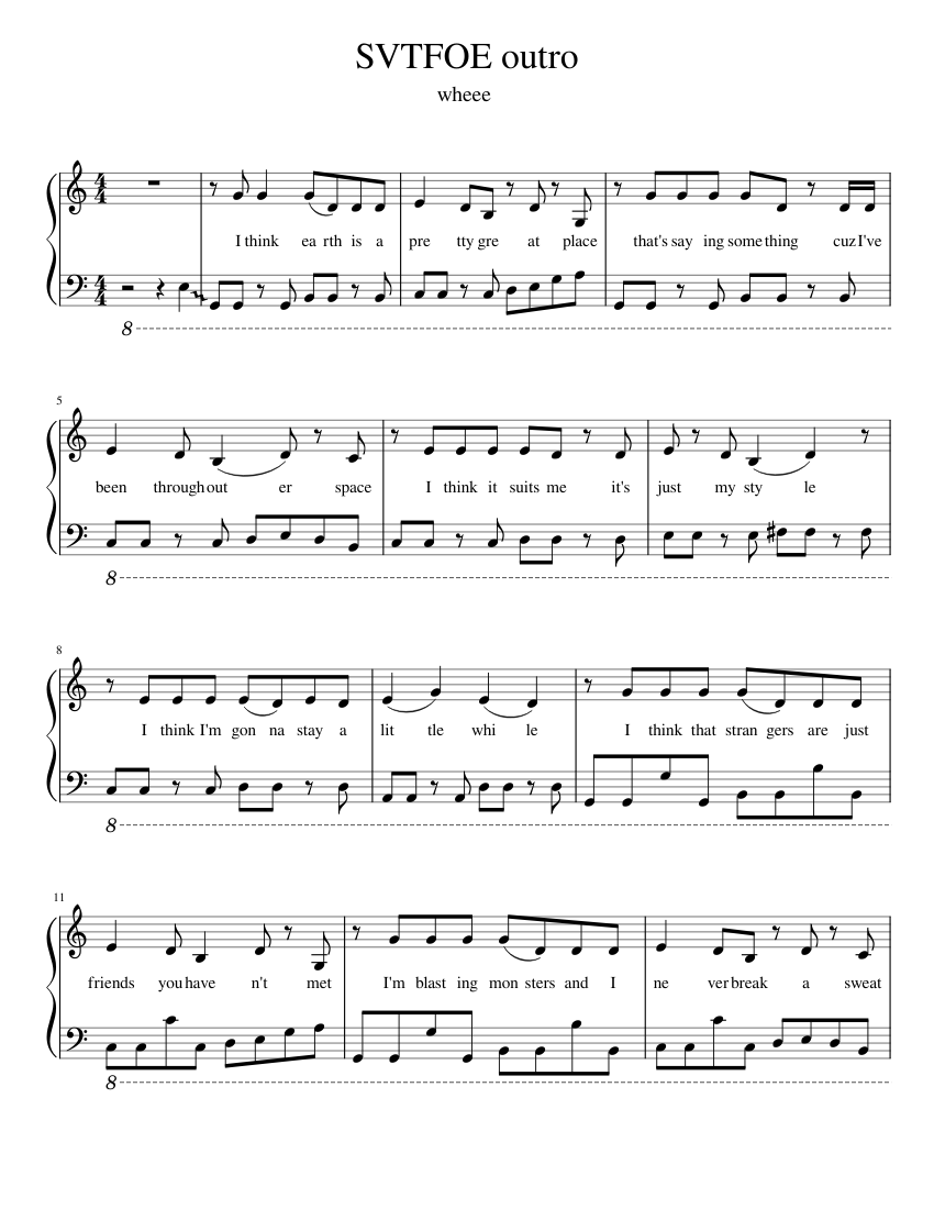 SVTFOE_outro Sheet Music for Piano (Solo) easy | MuseScore.com
