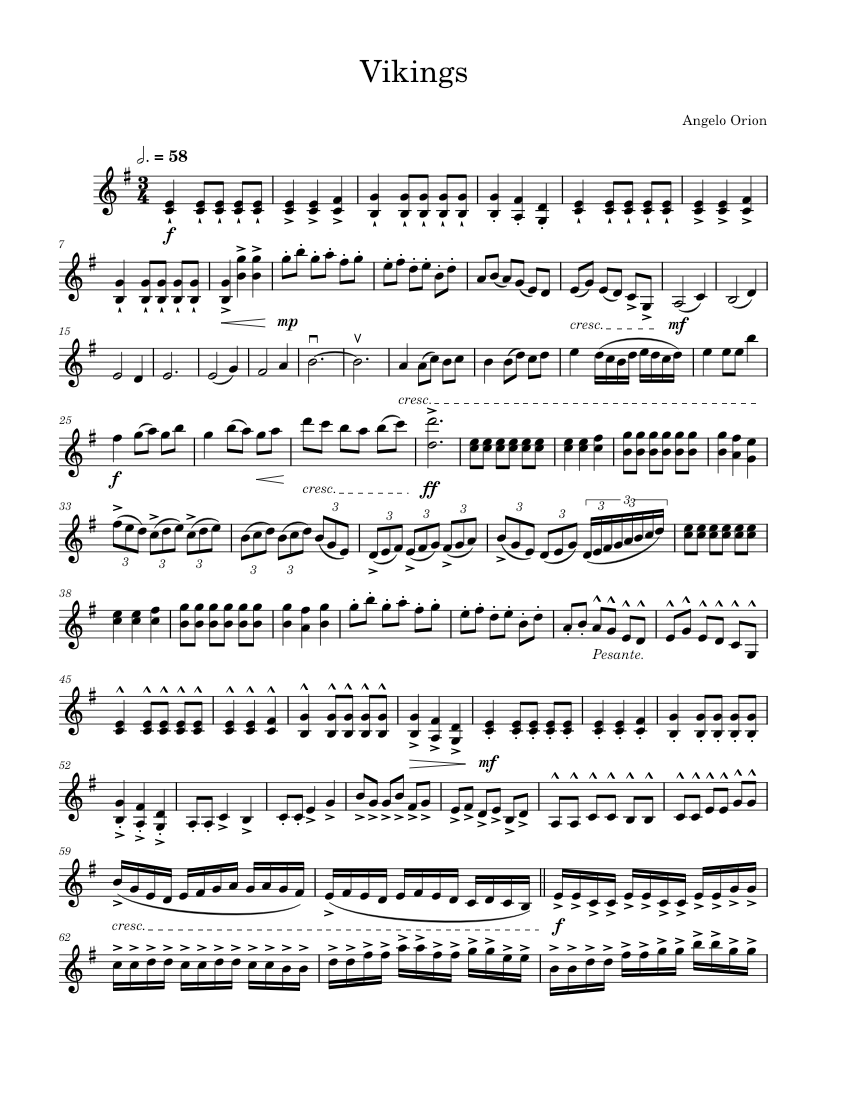 Vikings Sheet Music for Violin (String Ensemble) | MuseScore.com