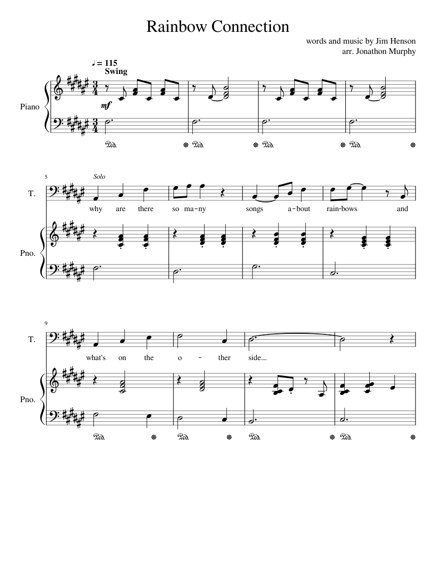 Rainbow Connection Sheet Music for Piano, Soprano, Alto, Tenor & more ...