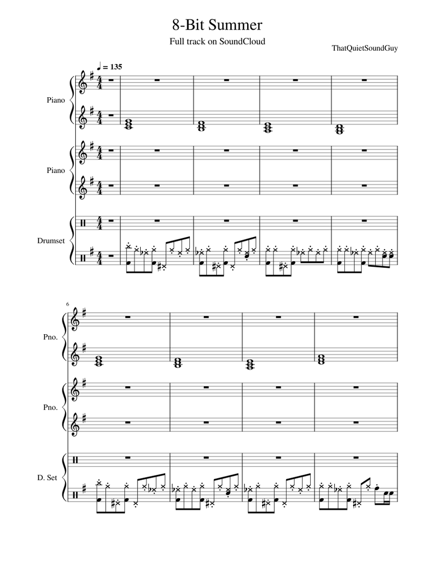 8-Bit Summer Sheet music for Piano, Drum group (Piano Duo) | Musescore.com