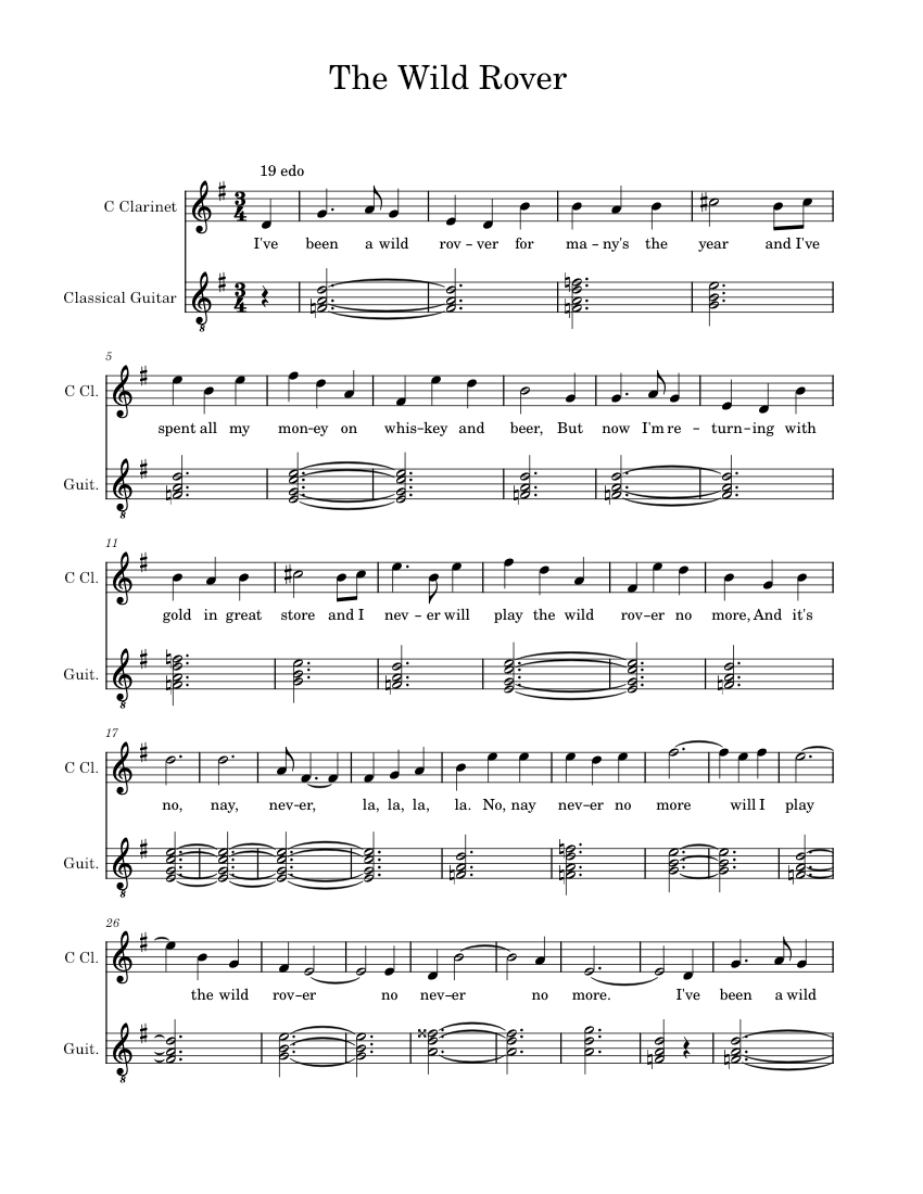 The wild rover – Misc Traditional Sheet music for Guitar, Clarinet ...