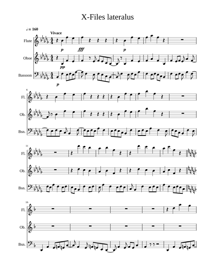 X-Files lateralus Sheet music for Flute, Oboe, Bassoon (Woodwind Trio ...