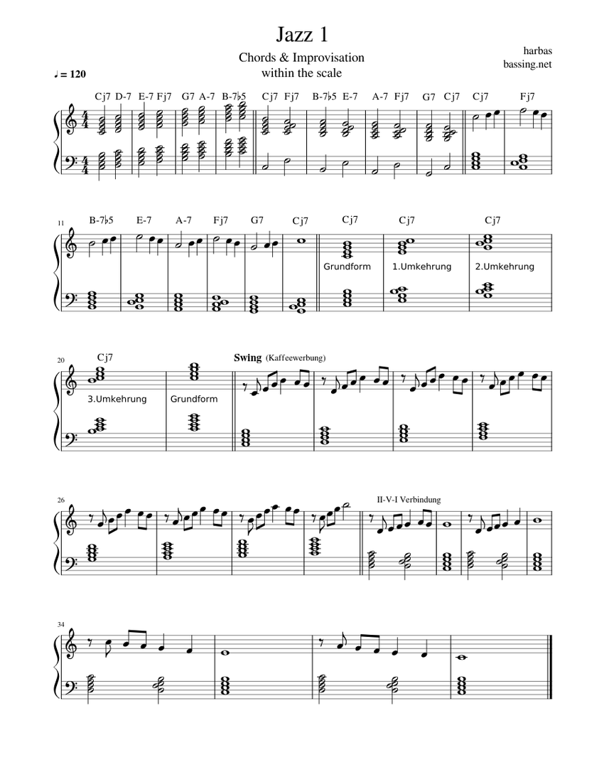 Jazz 1 Chords & Improvisation within the scale Sheet Music for Piano ...