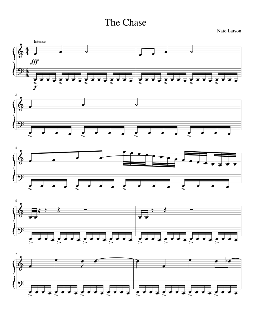 The Chase Sheet Music for Piano (Solo) easy | MuseScore.com