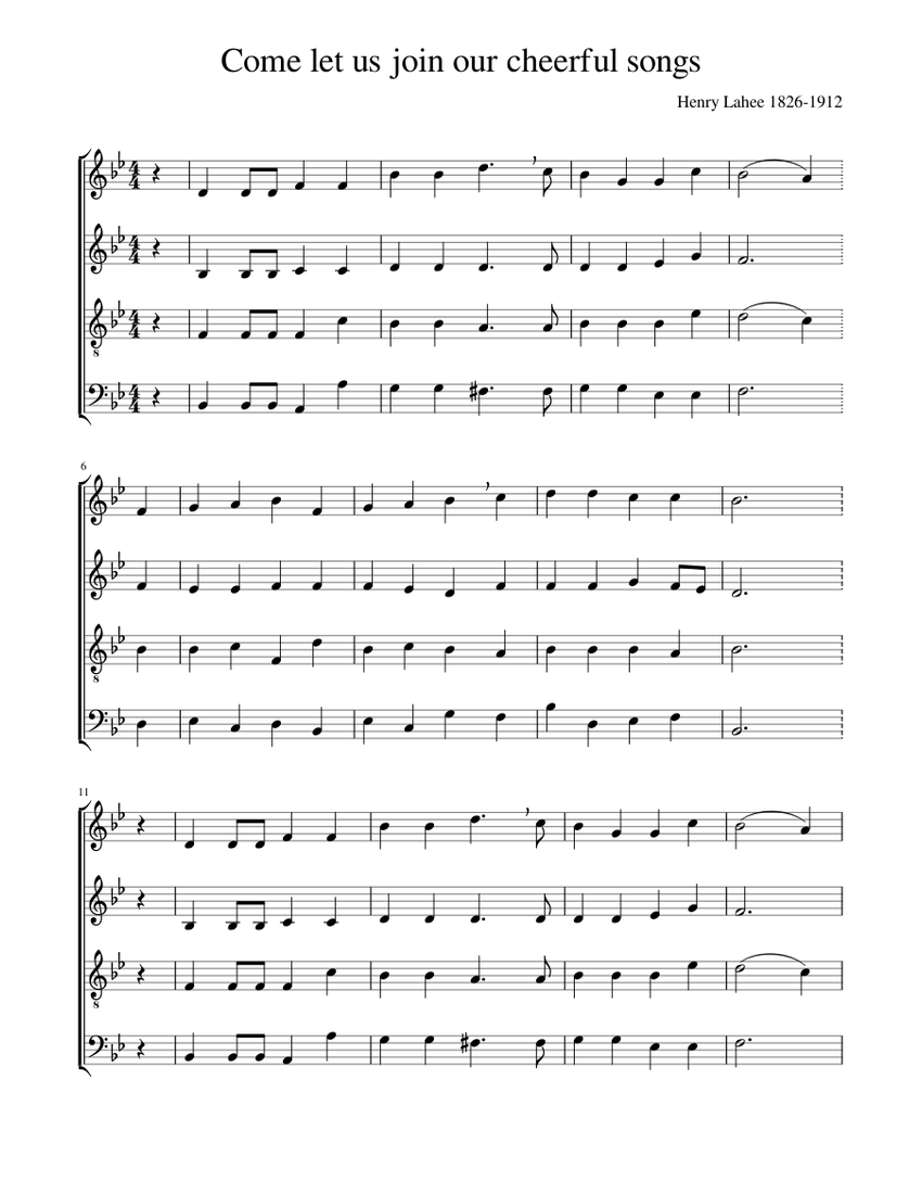 Come let us join our cheerful songs Sheet music for Soprano, Alto ...
