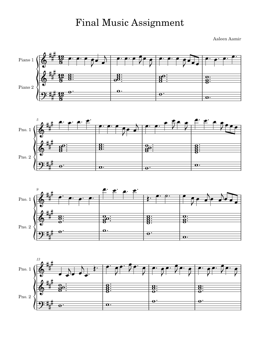 Final Music Assignment Sheet music for Piano (Piano Duo) | Musescore.com