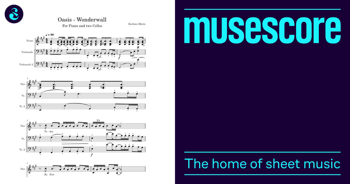 Oasis - Wonderwall for Cello Sheet music for Piano, Cello (Mixed Trio) | Musescore.com
