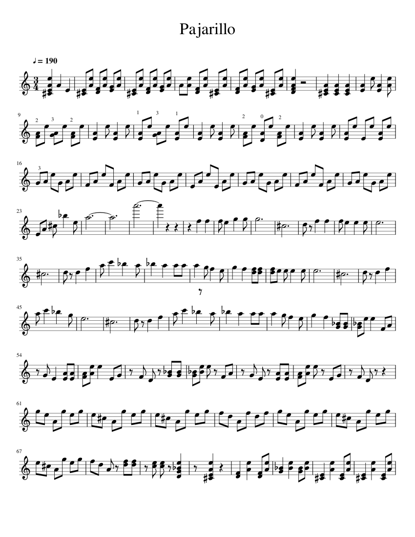 Pajarillo Sheet Music for Piano (Solo) Easy | MuseScore.com