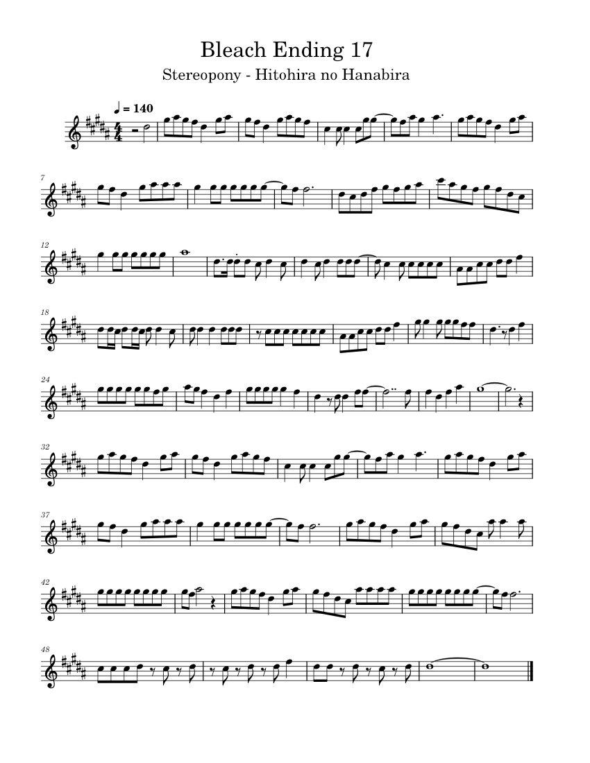 Bleach Ending 17 Sheet Music for Flute (Solo) | MuseScore.com