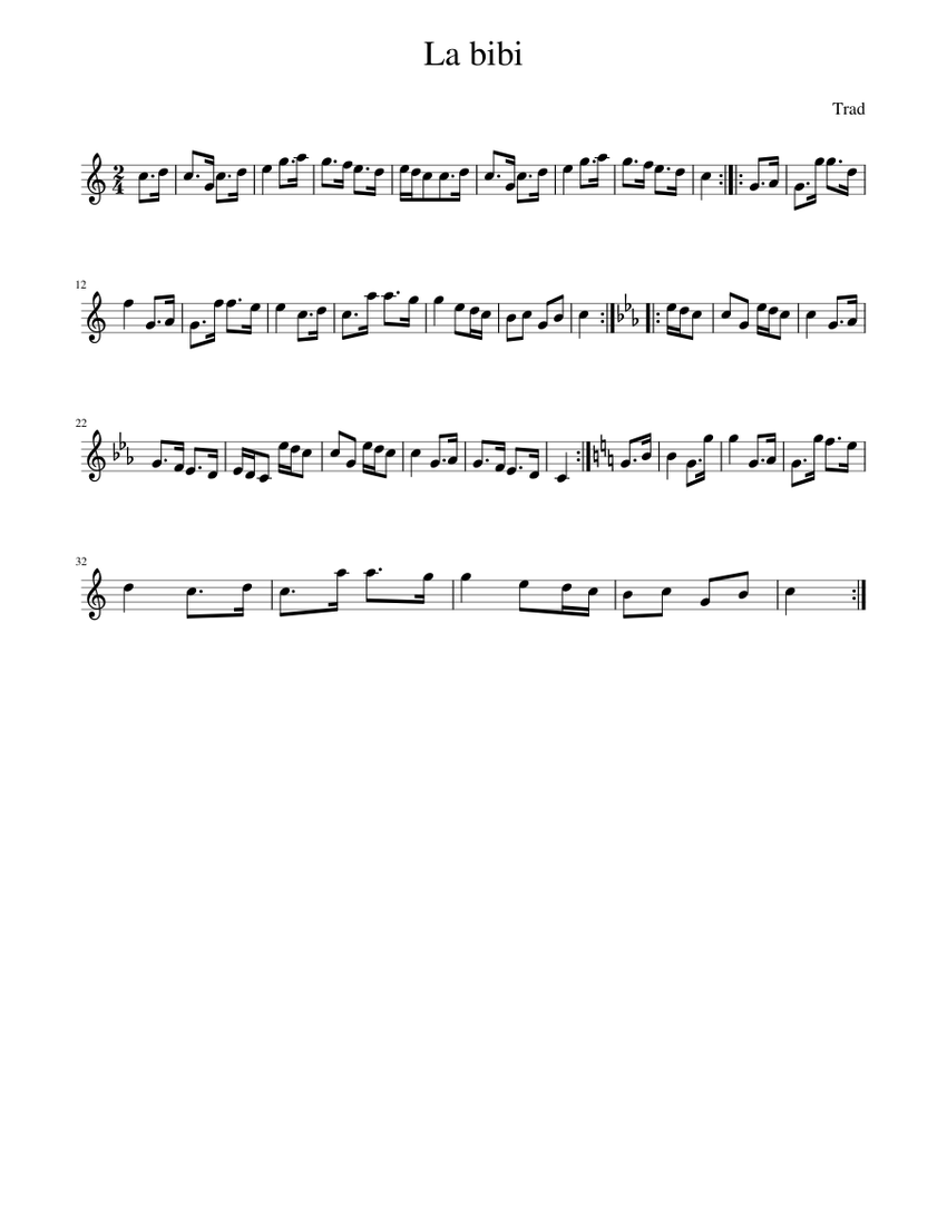 Traditional music - La bibi Sheet music for Piano (Solo) | Musescore.com