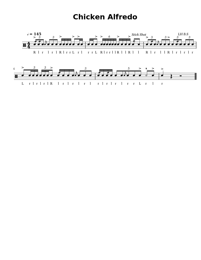 Chicken Alfredo Sheet music for Snare drum (Indoor Percussion Ensemble ...