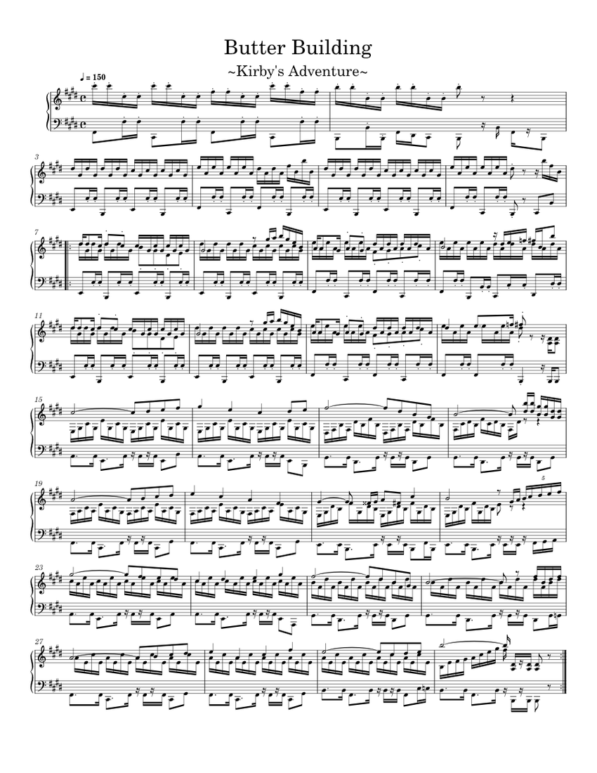 Butter Building – Kirby's Adventure Sheet music for Piano (Solo ...