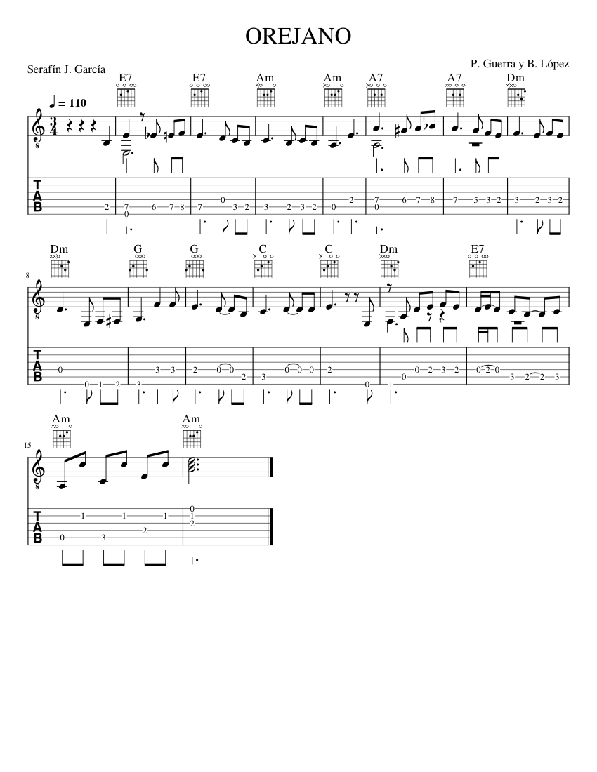 Orejano – Los Olimareños OREJANO Sheet music for Guitar (Solo ...