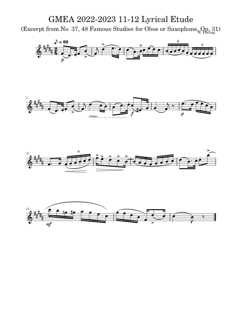 GMEA 2022-2023 11-12 Lyrical Etude - Tenor Saxophone Sheet music for ...