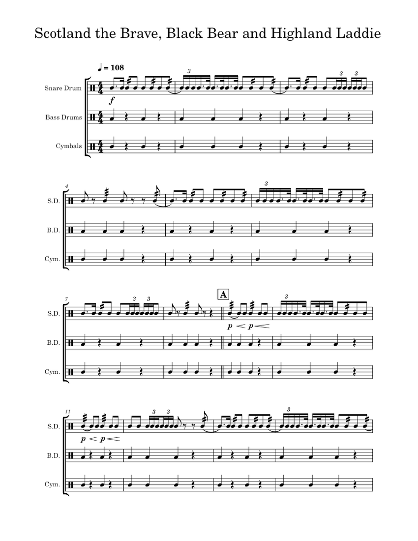 Scotland the Brave, Black Bear and Highland Laddie Sheet Music for ...