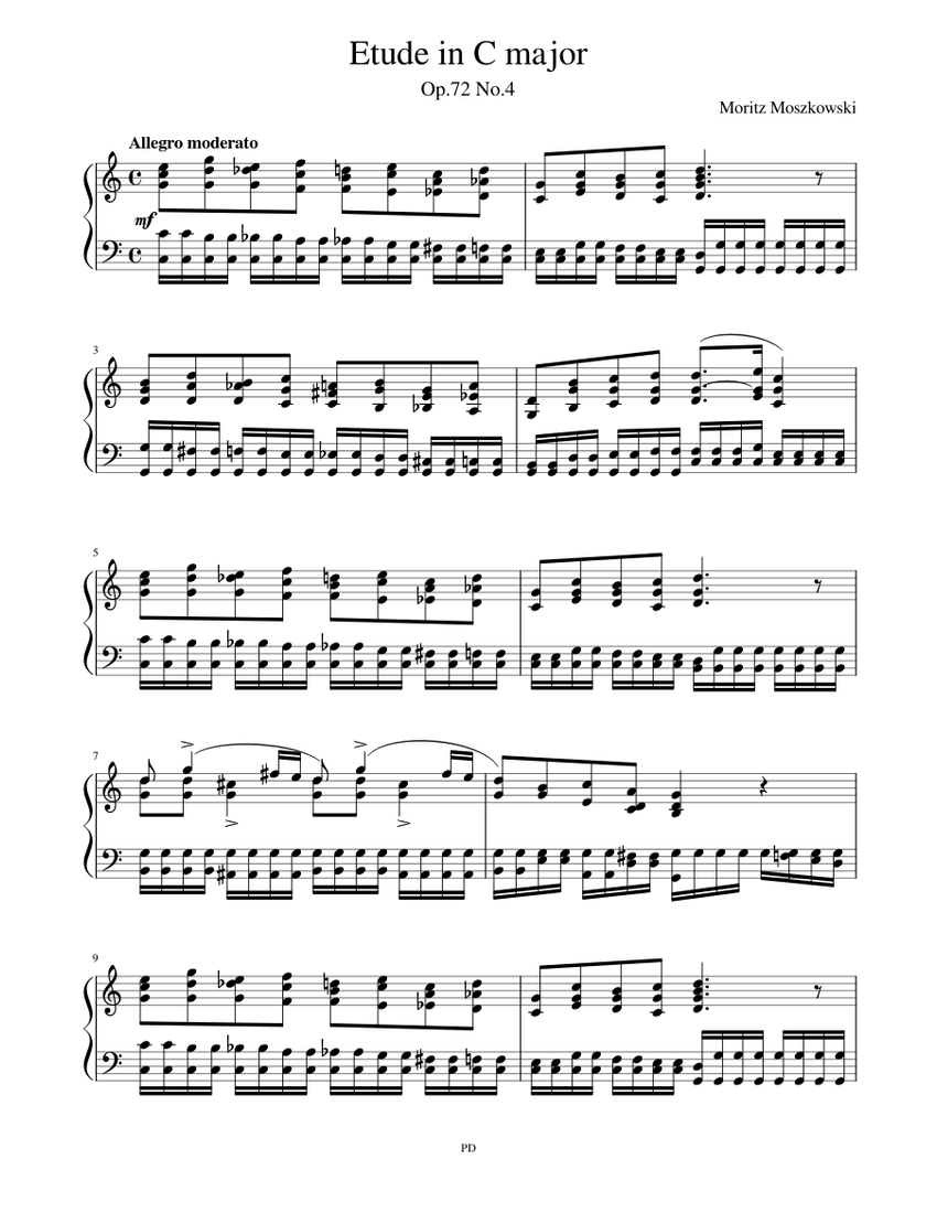Moszkowski - Etude in C major, Op.72 No.4 Sheet music for Piano (Solo ...