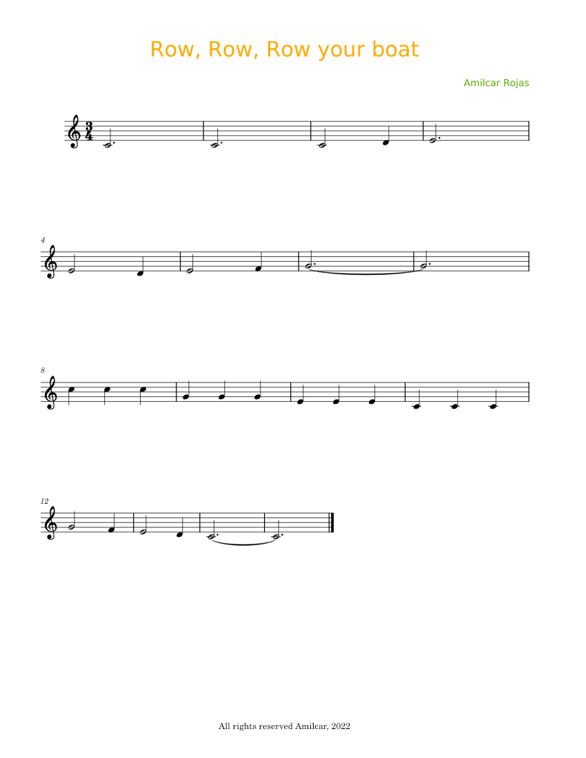 Row, Row, Row your boat - Amilcar Sheet music for Piano (Solo) Easy ...