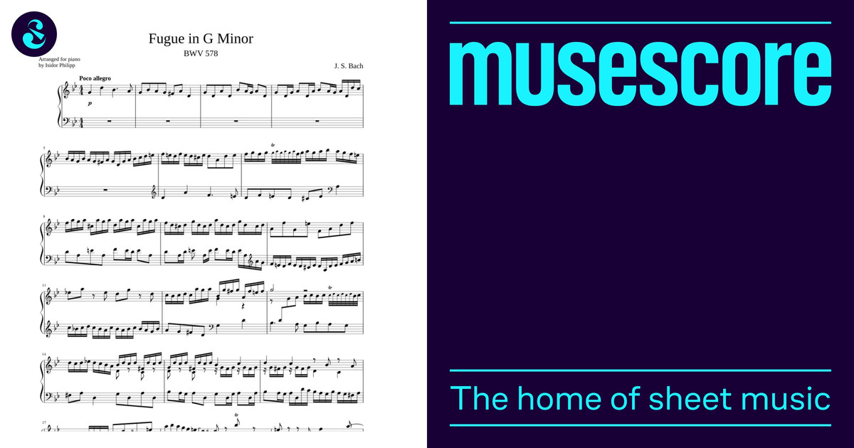 Bach Fugue in G Minor, BWV 578 (Piano solo) Sheet Music for Piano (Solo ...