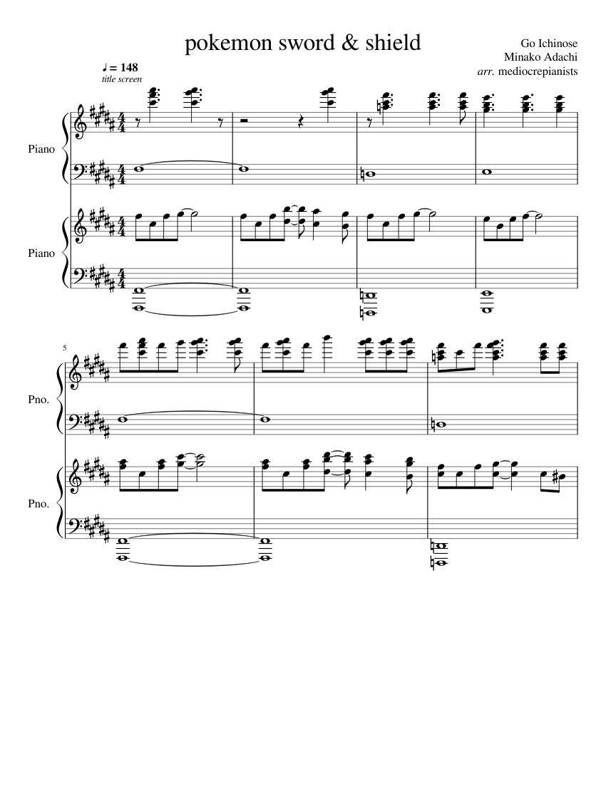 pokémon sword & shield medley Sheet Music for Piano (Piano Duo ...