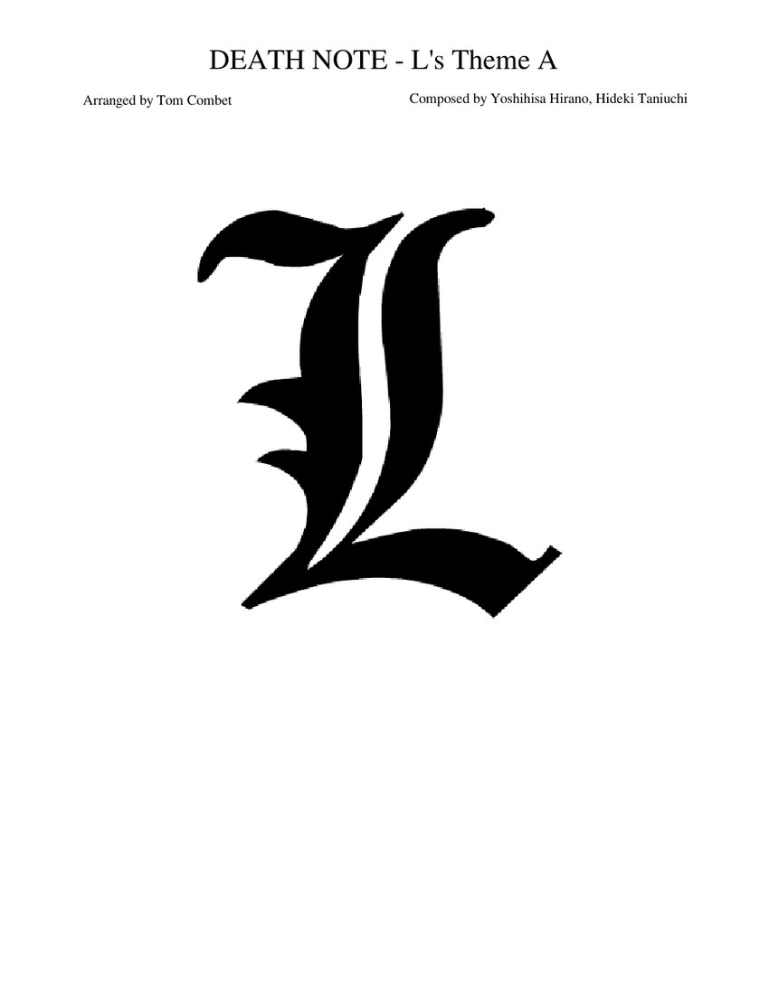 L no Theme by Yoshihisa Hirano from Death Note Sheet Music and Tab for ...