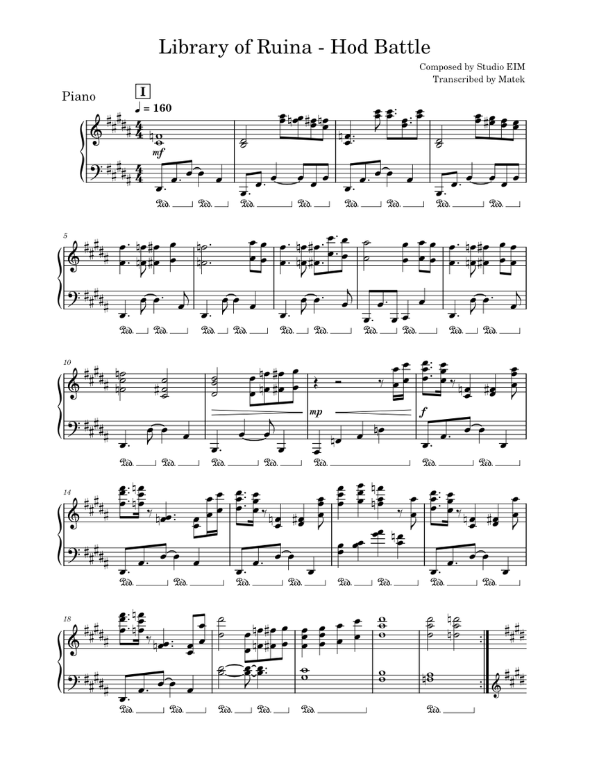 Library of Ruina (Hod Battle) – StudioEIM - piano tutorial
