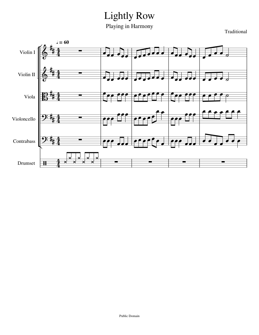 Lightly Row Sheet Music for Contrabass, Violin, Viola, Cello & more ...