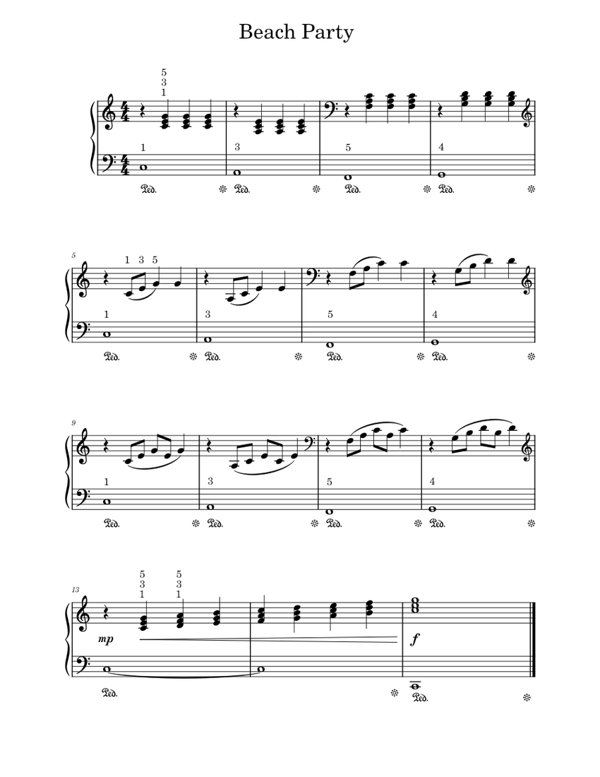 38 Beach Party – Piano_Adventures level 2b Sheet Music for Piano (Solo ...