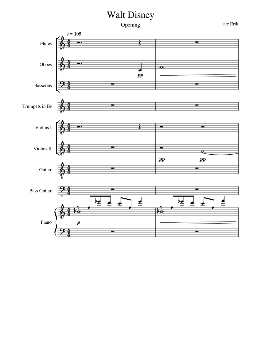 Disney Intro (WIP) Sheet music for Piano, Flute, Oboe, Bassoon & more ...